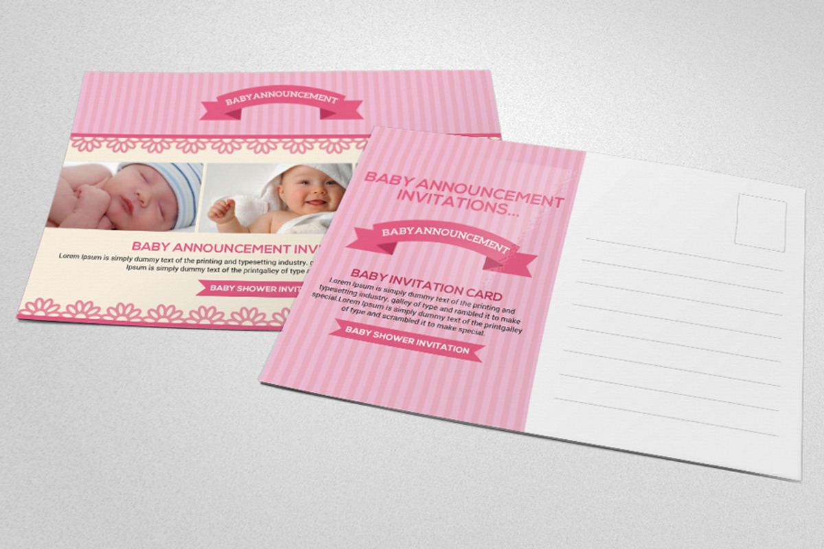 Baby Announcement Card, a Card Template by graphicforest