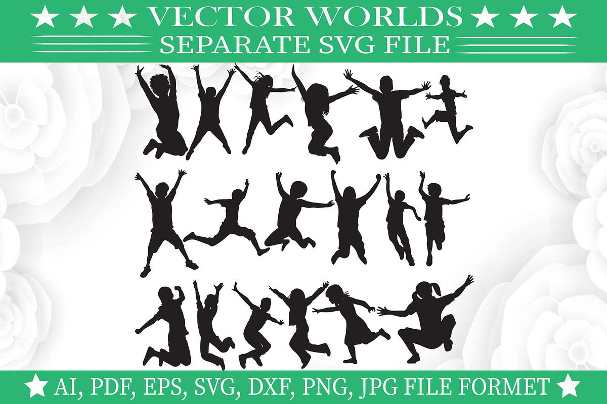 Kids Jump Svg, Kids, Jump Svg, an Object Graphic by VectorWorlds