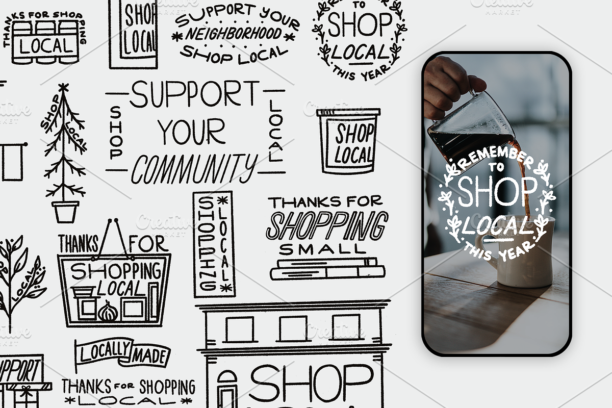 Shop Local Hand Illustrated Graphics