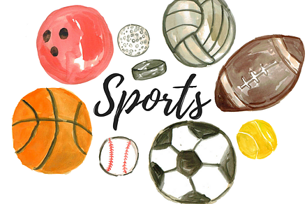 Watercolor Sport Football Clipart, a Sport Illustration by Writelovely
