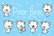 Cute Polar Bear Set of Illustrations