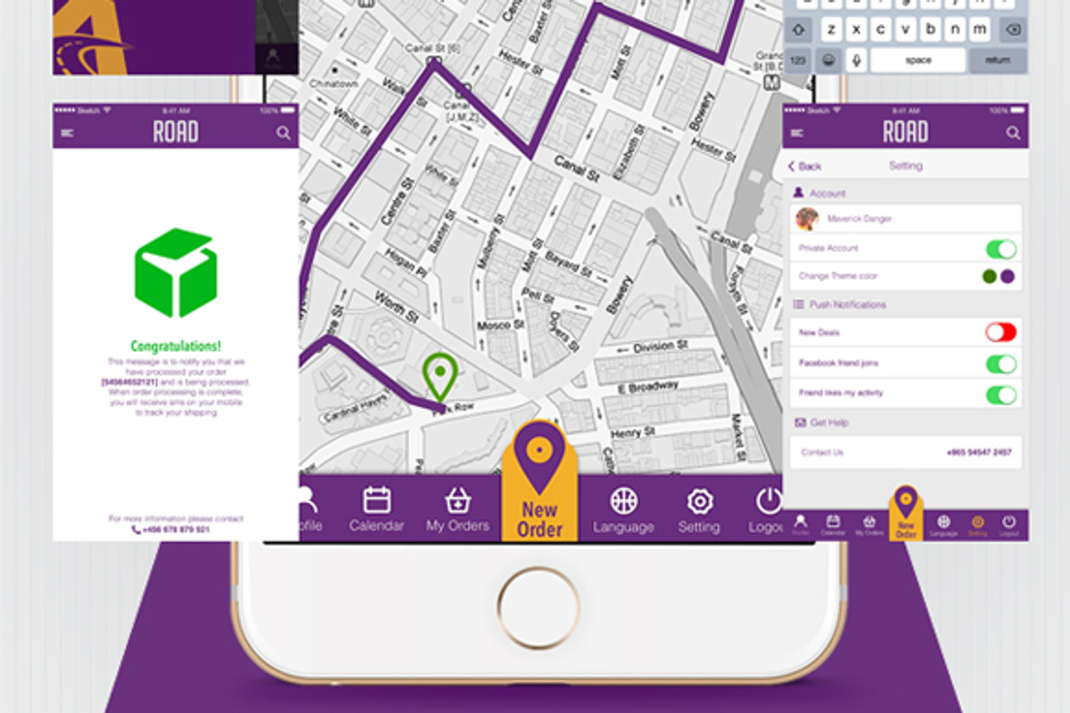 ROAD Mobile App UI Kit, an UI Kit Template by UIUX Halim