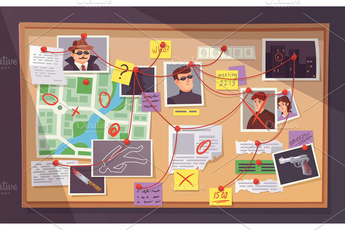 Detective board. Pinboard crime, a Background Graphic by Stock-Smart-Start