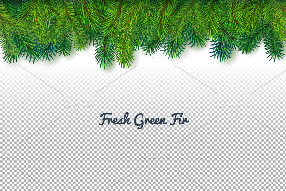 Green fir-tree border, a Decorative Illustration by Digithings ...