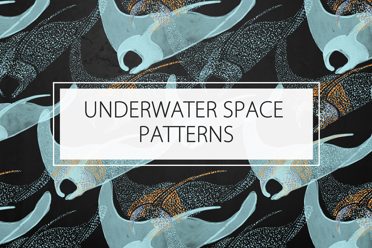 UNDERWATER / SPACE PATTERNS, a Pattern Graphic by ANAKOTO