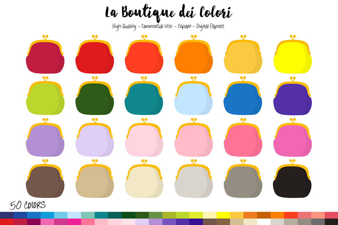 50 Rainbow Cute Coin Purse Clipart, an Illustration by La Boutique dei ...