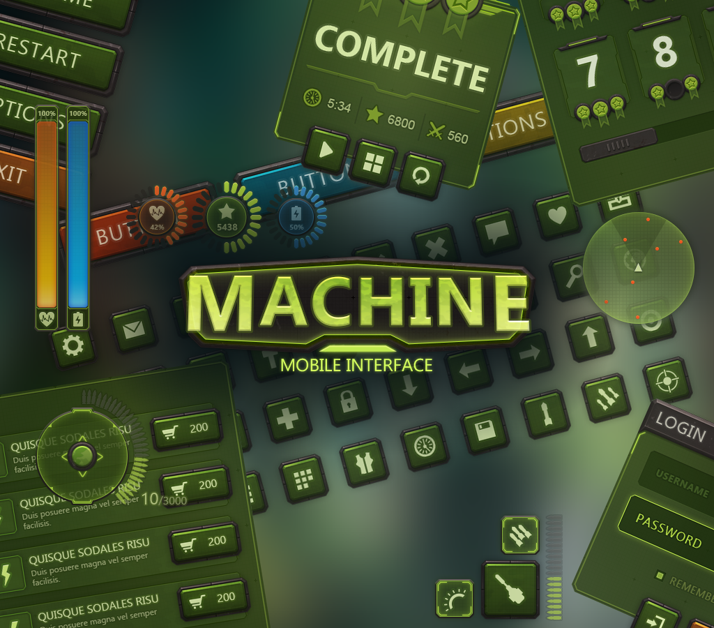 Machine Mobile UI, a Graphic by EvilSystem