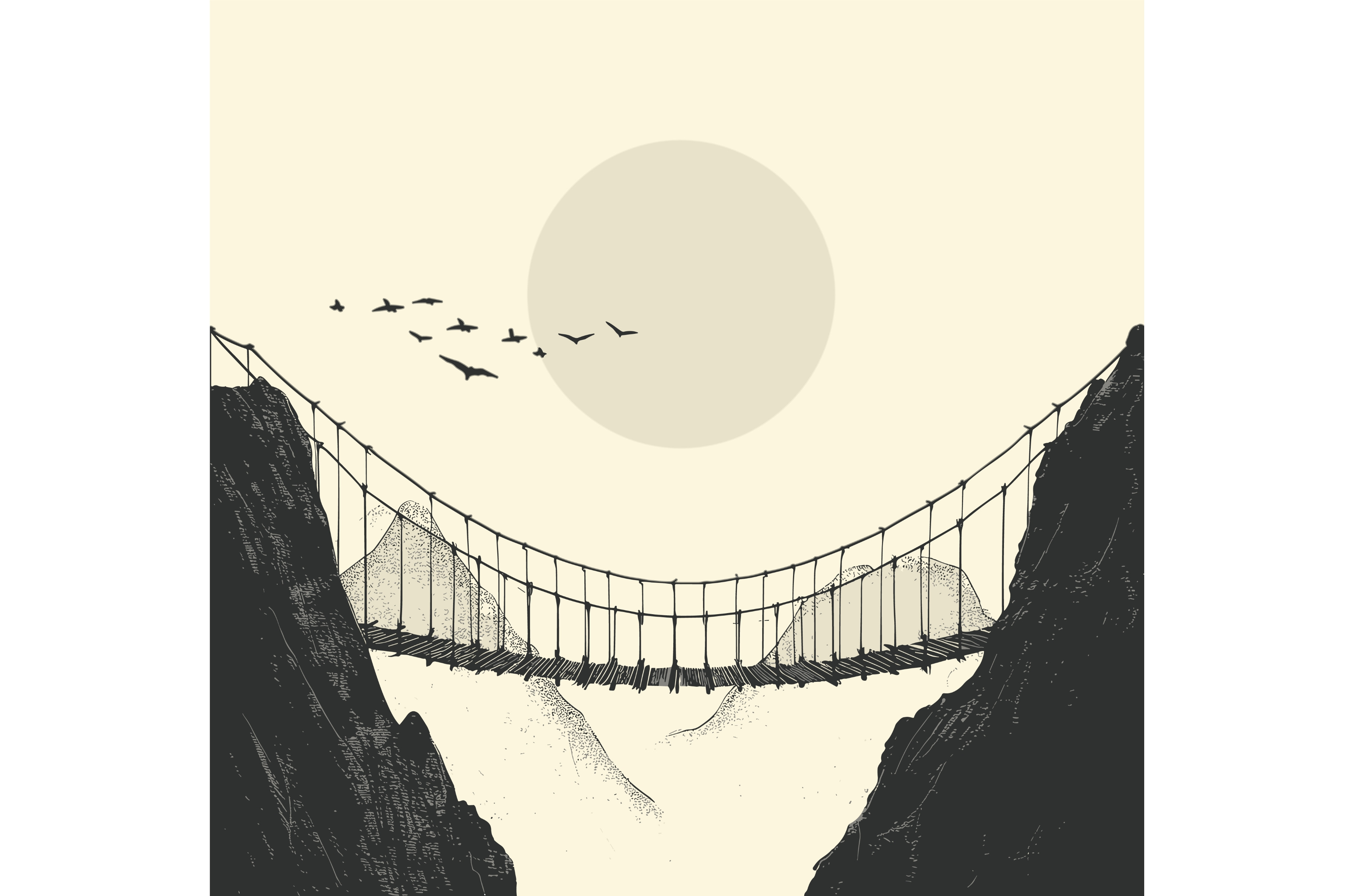 Rope bridge between two mountains, an Object Illustration by Onyx ...