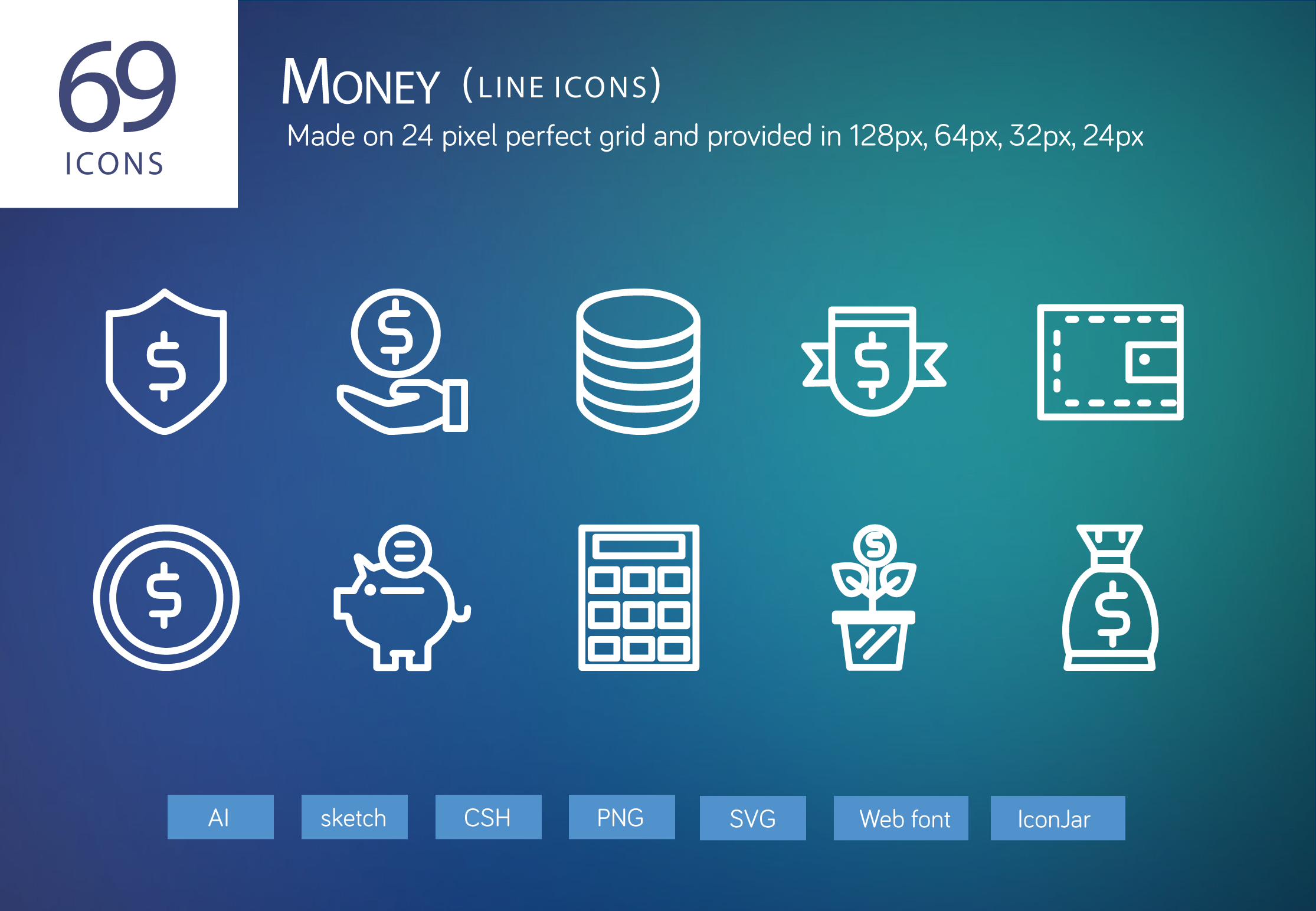 69 Money Line Icons, an Outline Icon by Vectopus.com