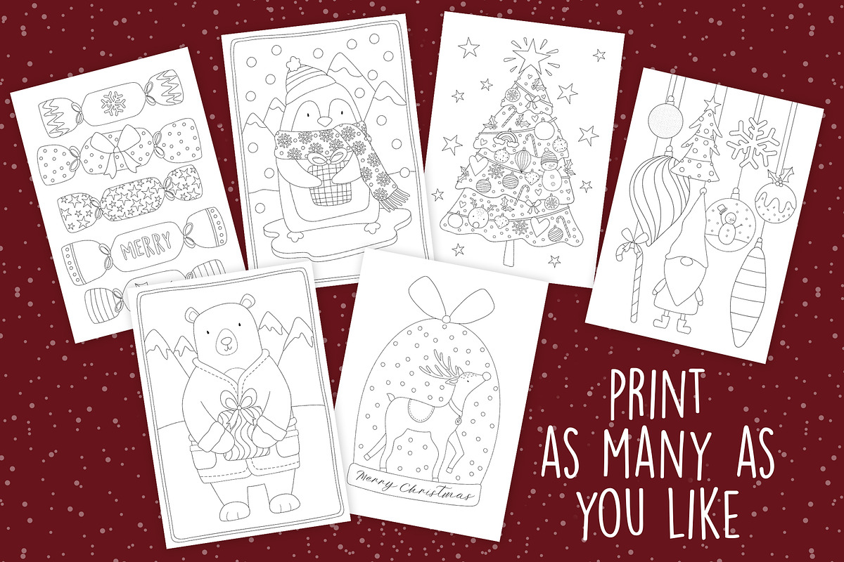 Christmas Colouring Pages - Download, an Illustration by Doodle Dibs