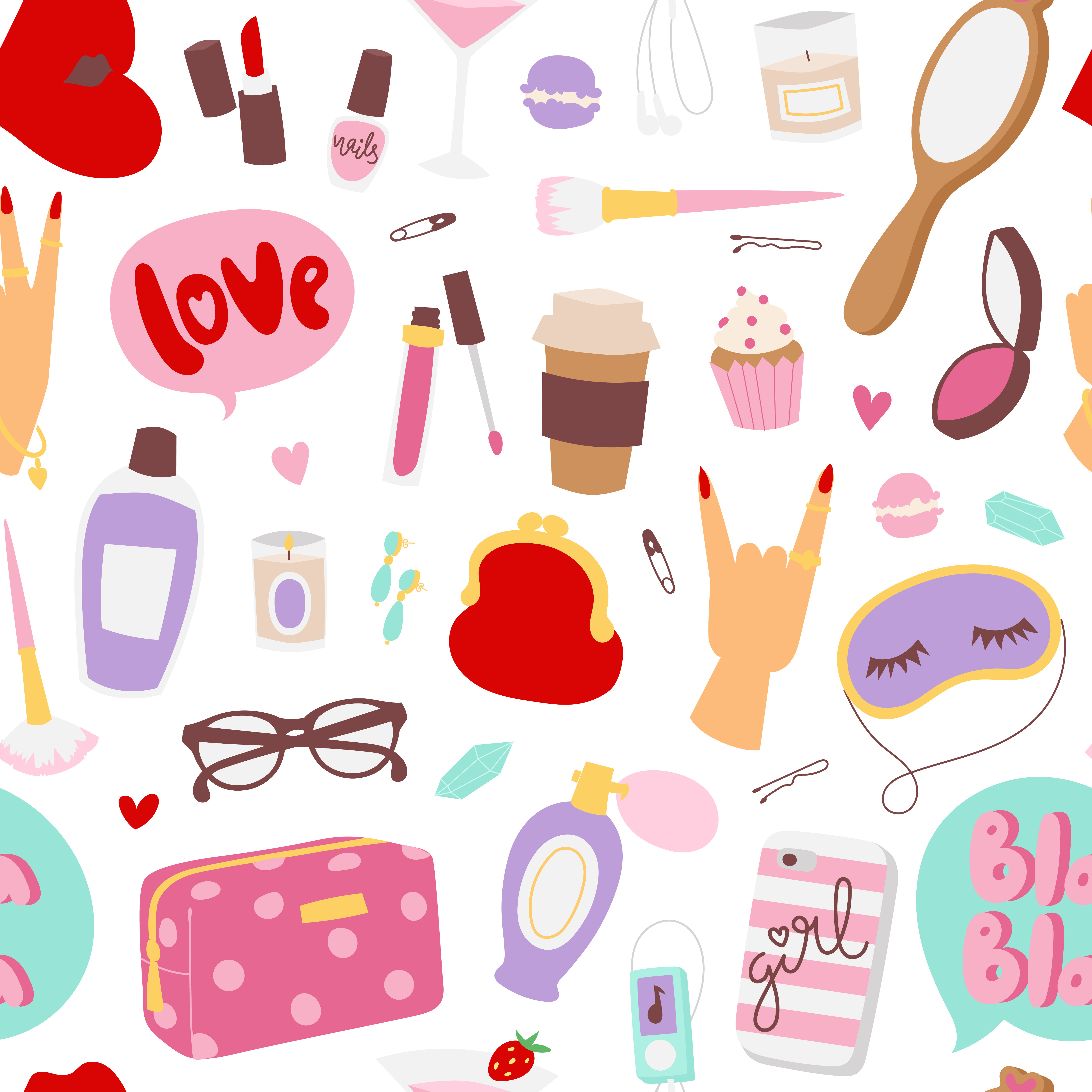 Fashion objects seamless pattern, a Decorative Illustration by ...