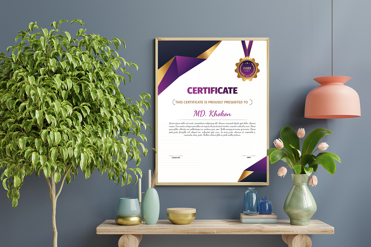 Simple Certificate Design Template, a Stationery Template by MRI STUDIO