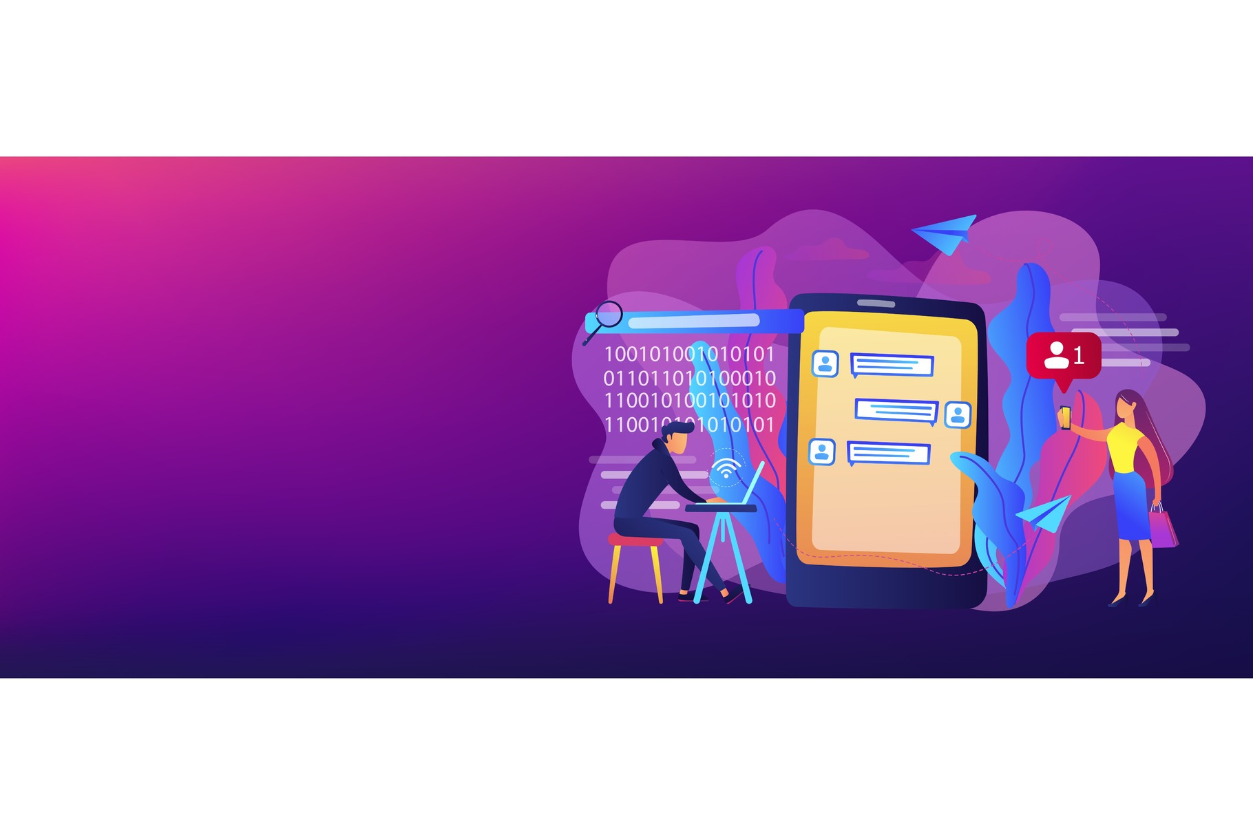 Cyberstalking concept banner header. | Technology Illustrations ...