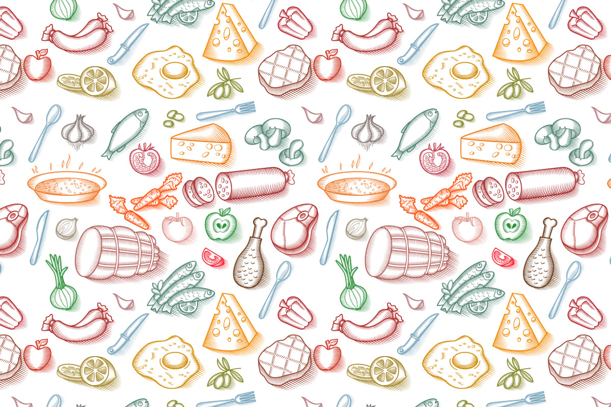Vintage Food Patterns, a Pattern Graphic by ItemBridge