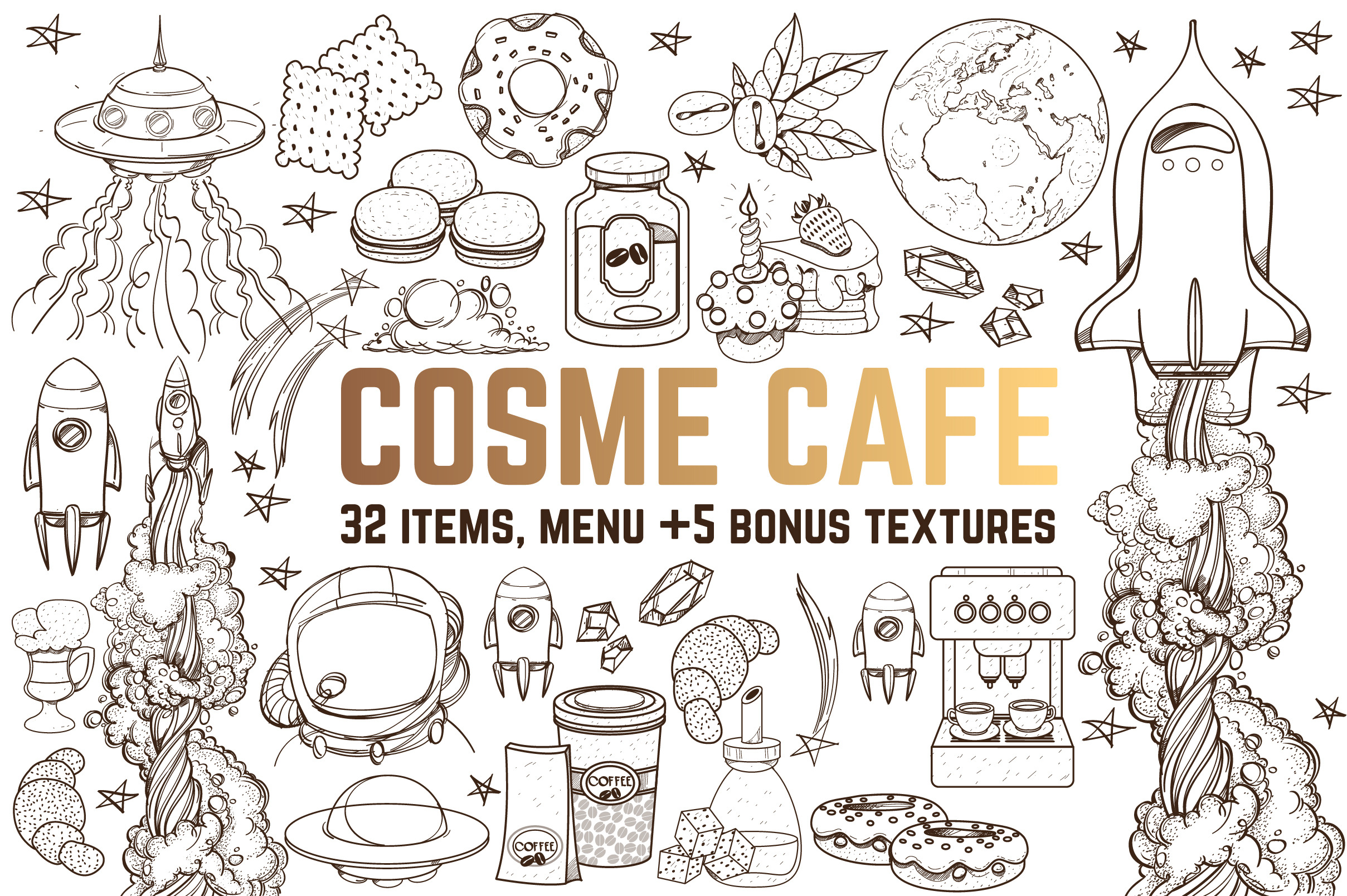 Cosmic Cafe, a Food Illustration by It's Time to Designs