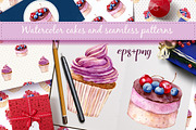 Watercolor cakes. Vector set. | Food Illustrations ~ Creative Market