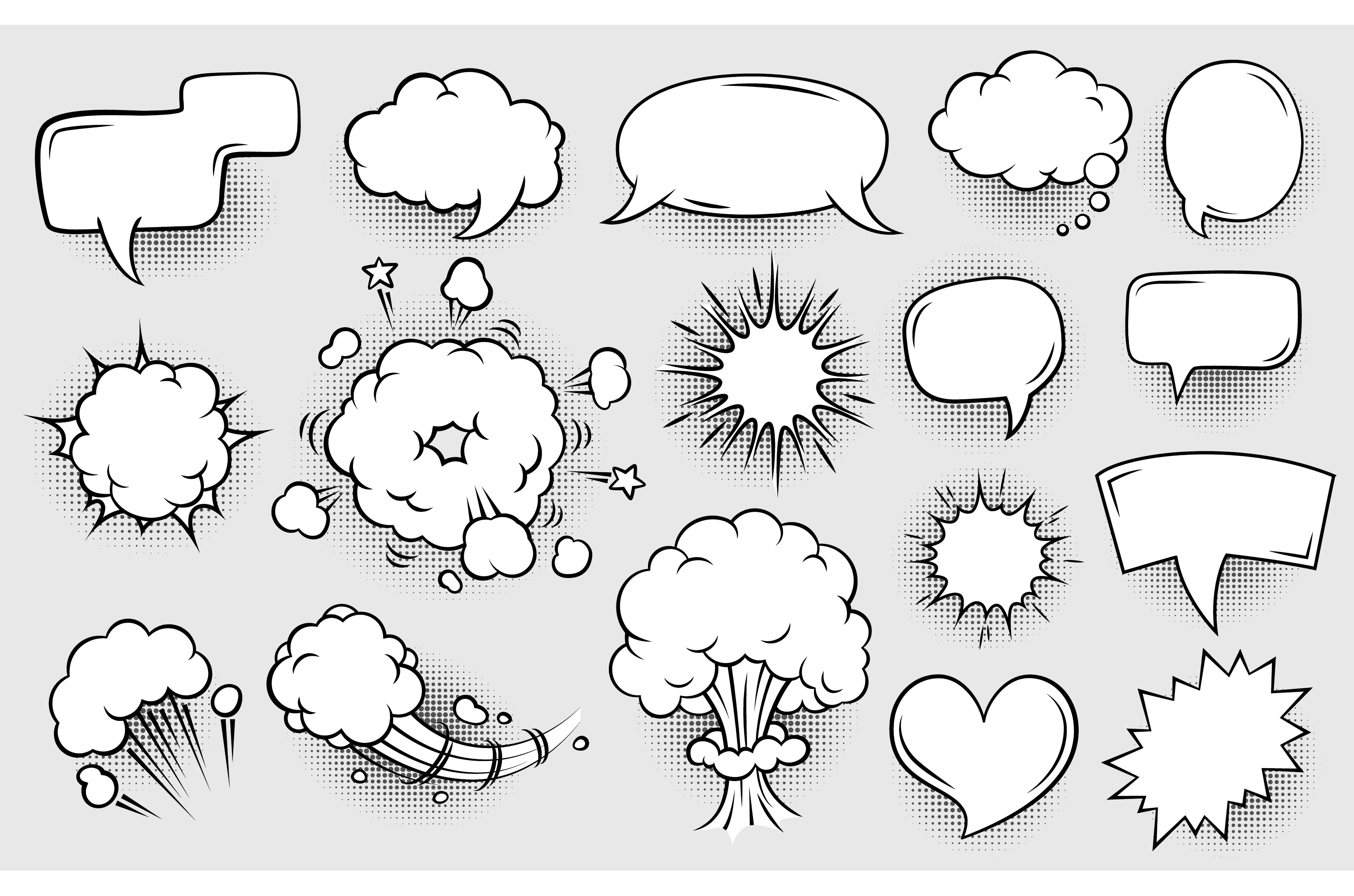 Comics book speech bubbles clouds, an Illustration by Ksania | Creative Market