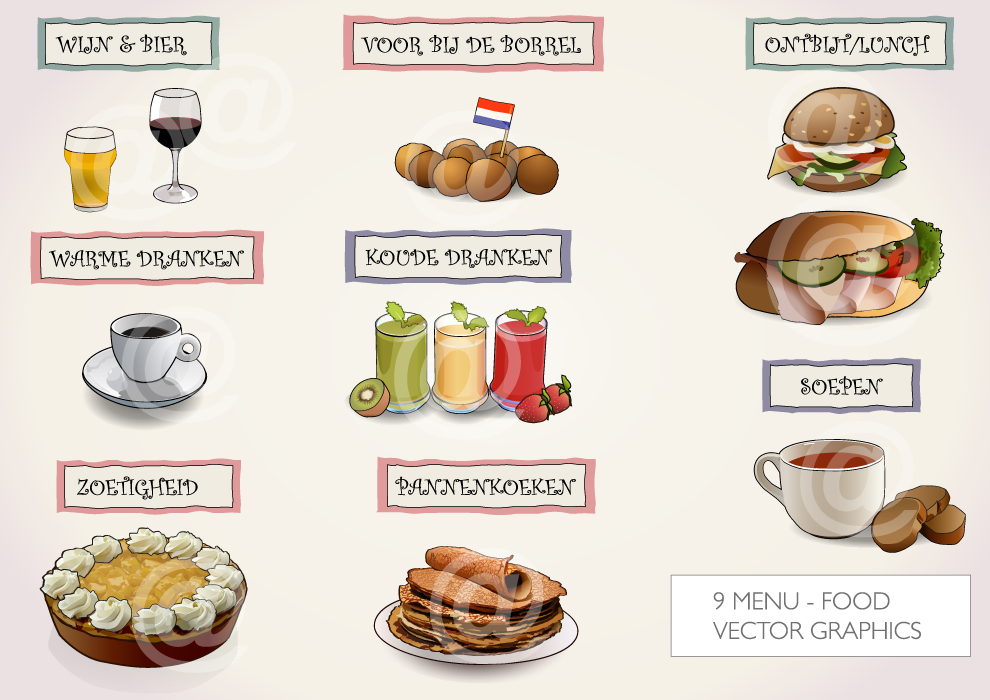 Menu food vector graphics, a Food Illustration by Creative Design Girl