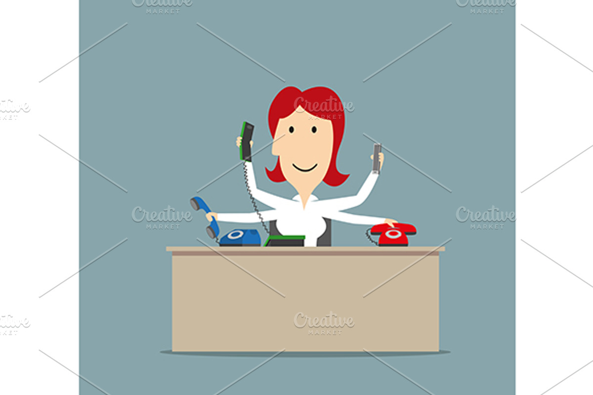 Multitasking secretary, a Graphic by Vector Tradition