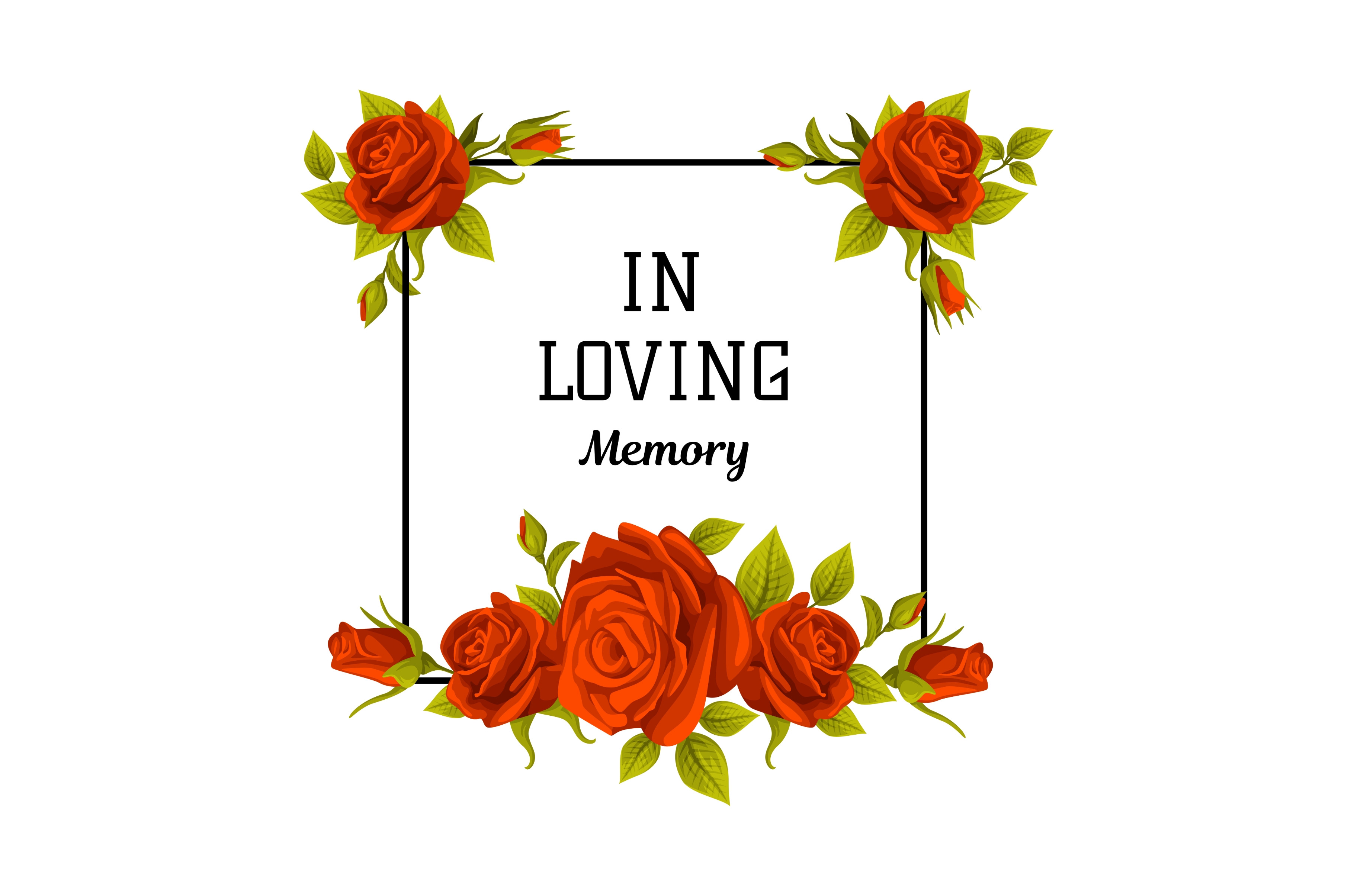 Funeral Red Rose Frame with in, a Decorative Illustration by TopVectors