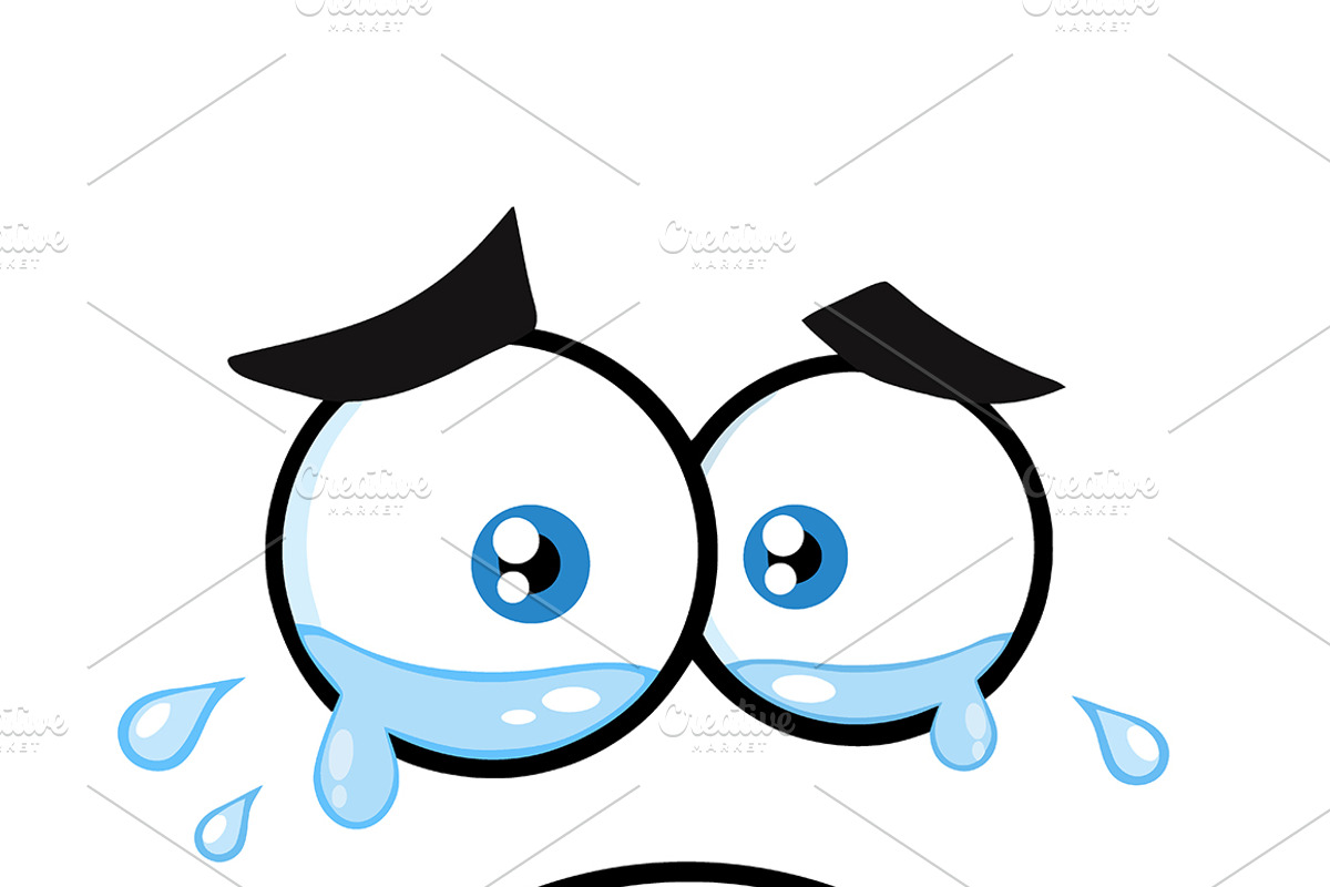 Crying Cartoon Funny Face, a Person Illustration by HitToon | Creative ...