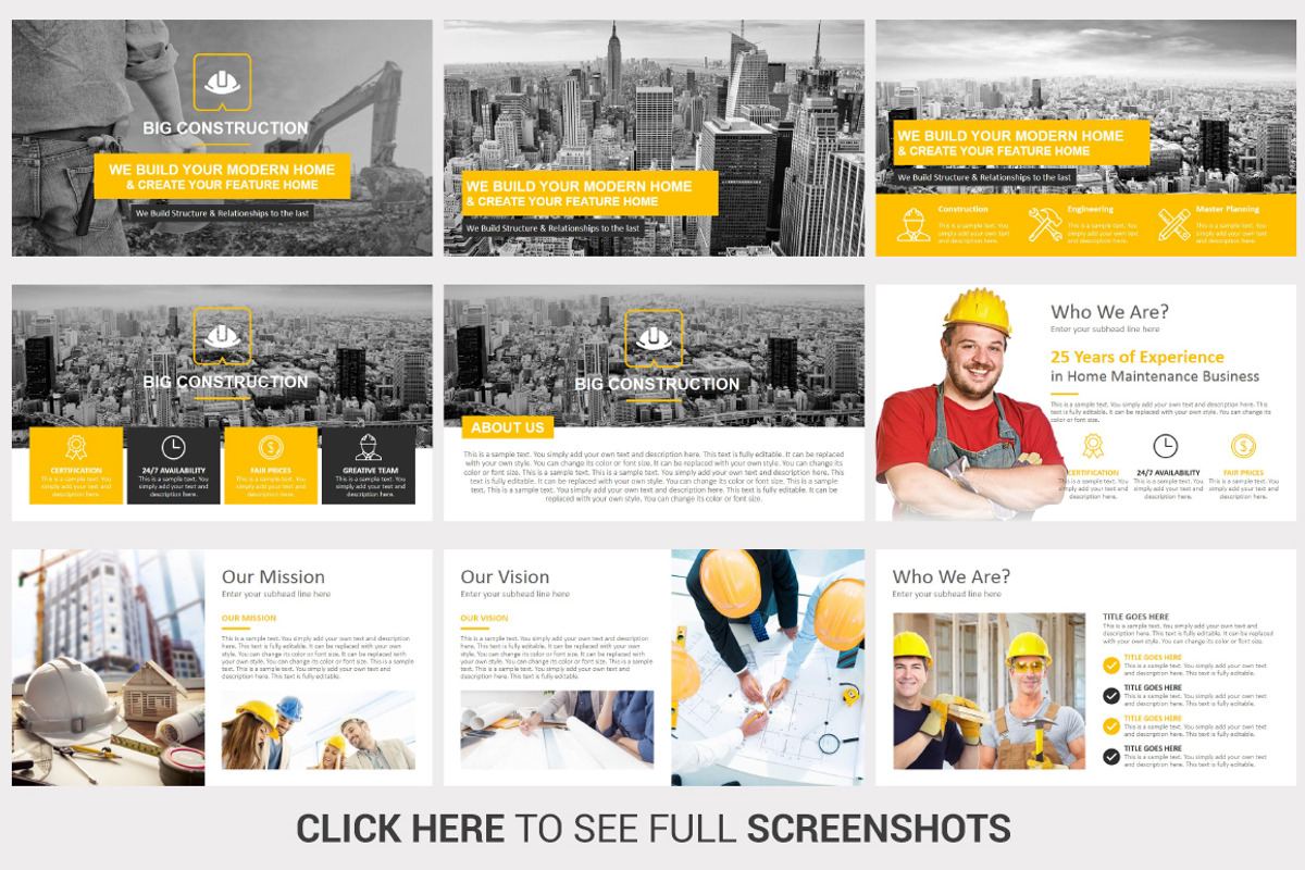 Construction PowerPoint Template, a Presentation Template by SlideSalad