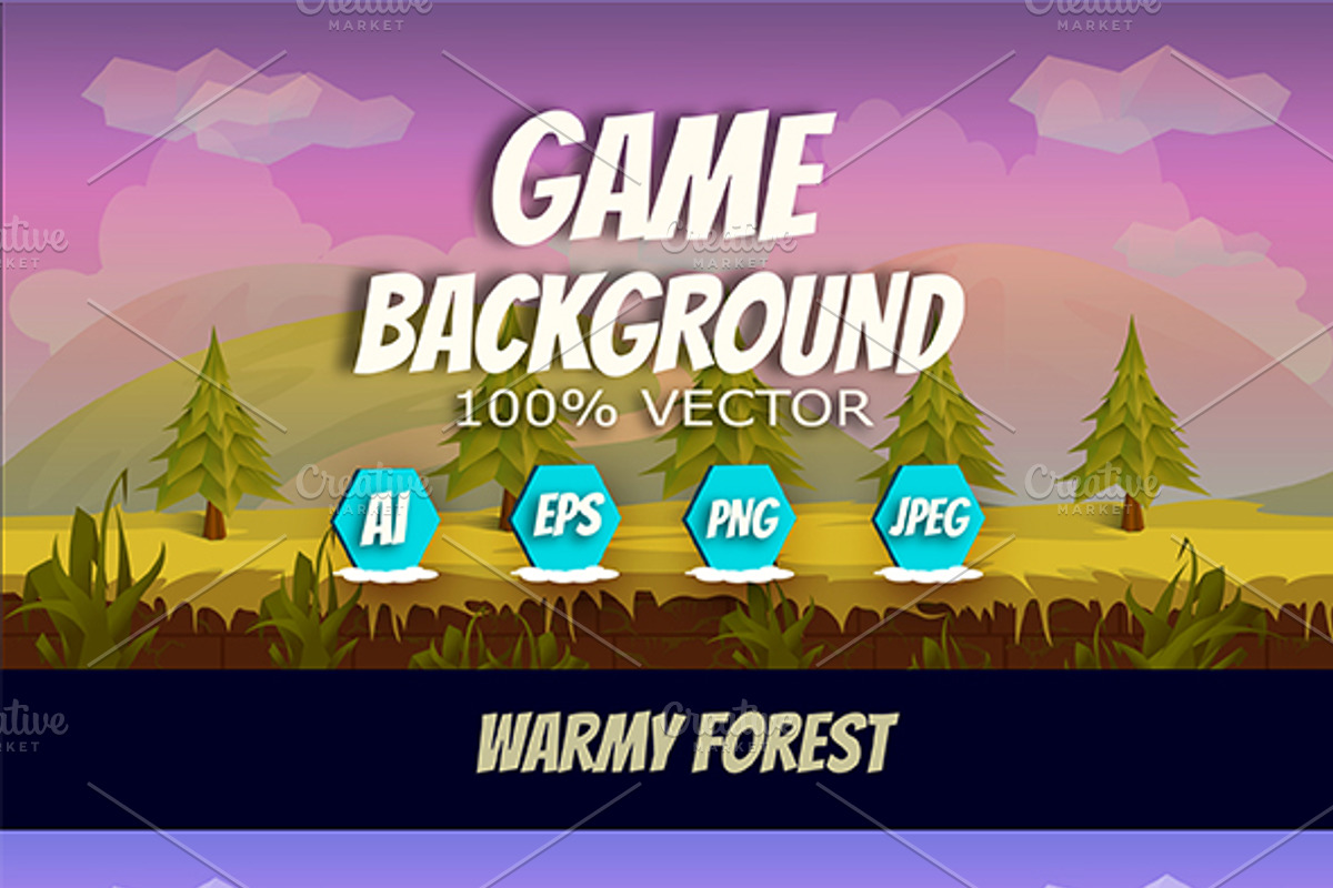 Forest Game Background, an Illustration by 2dvillShop