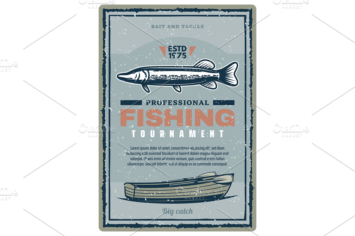 Fishing tournament banner with fish, an Illustration by Vector ...