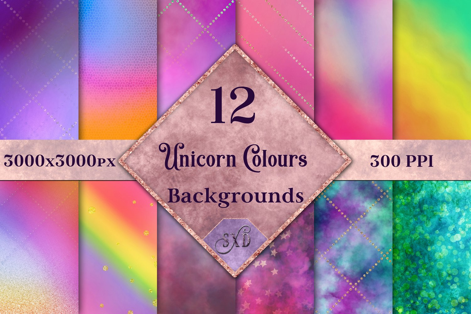 Unicorn Colours Backgrounds, a Texture Graphic by Sapphire X Designs