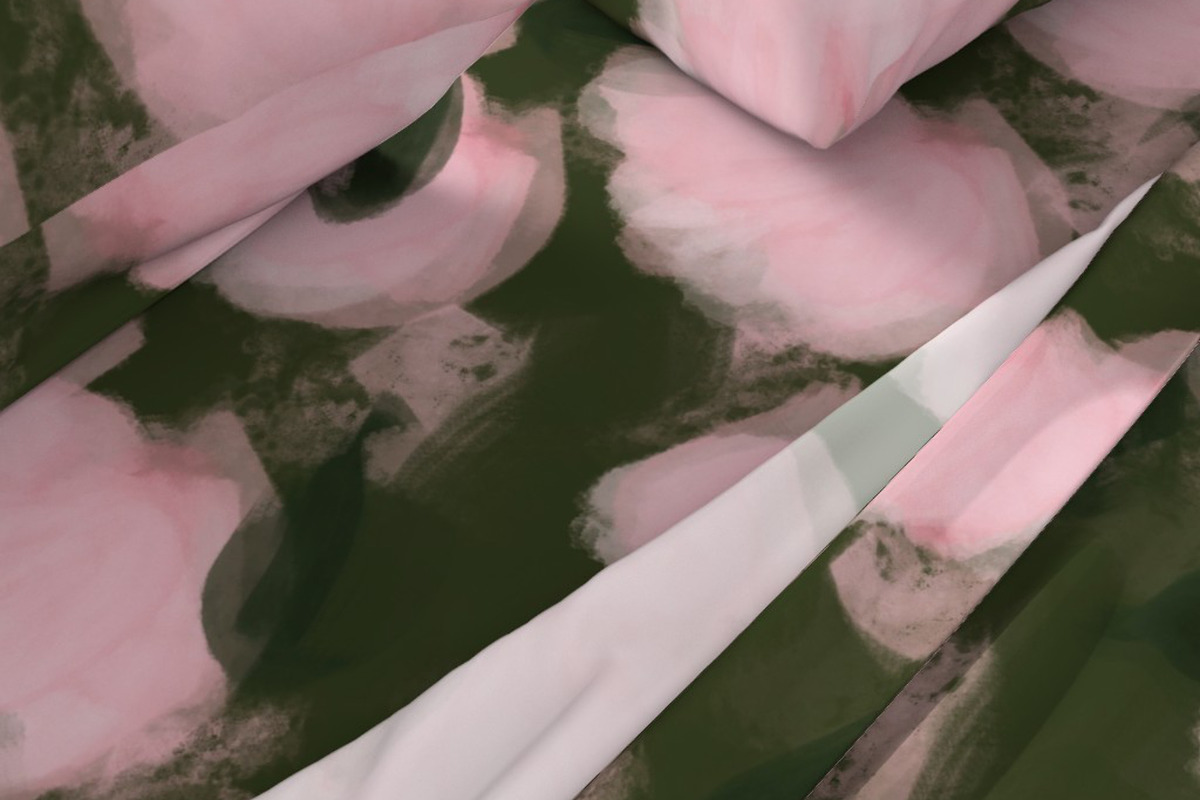 Abstract pink green spring blooms, a Pattern Graphic by Nocito Design