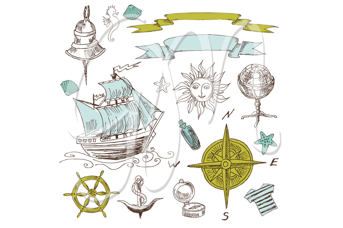 Nautical clip art treasure map, an Illustration by GraphicMarket