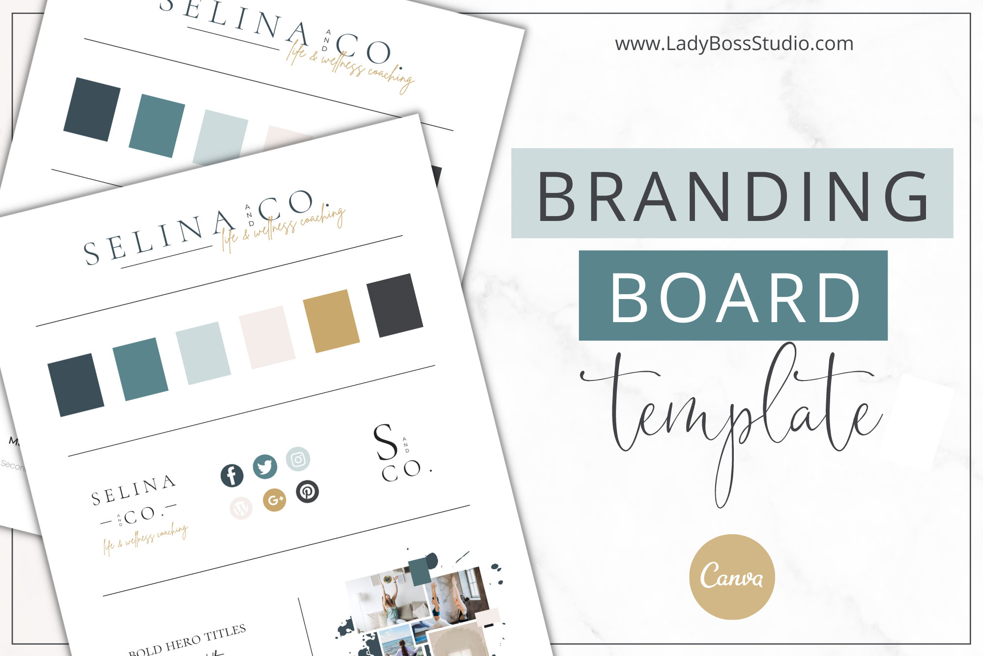 Branding Board Template Canva, a Branding & Logo Template by Lady Boss ...