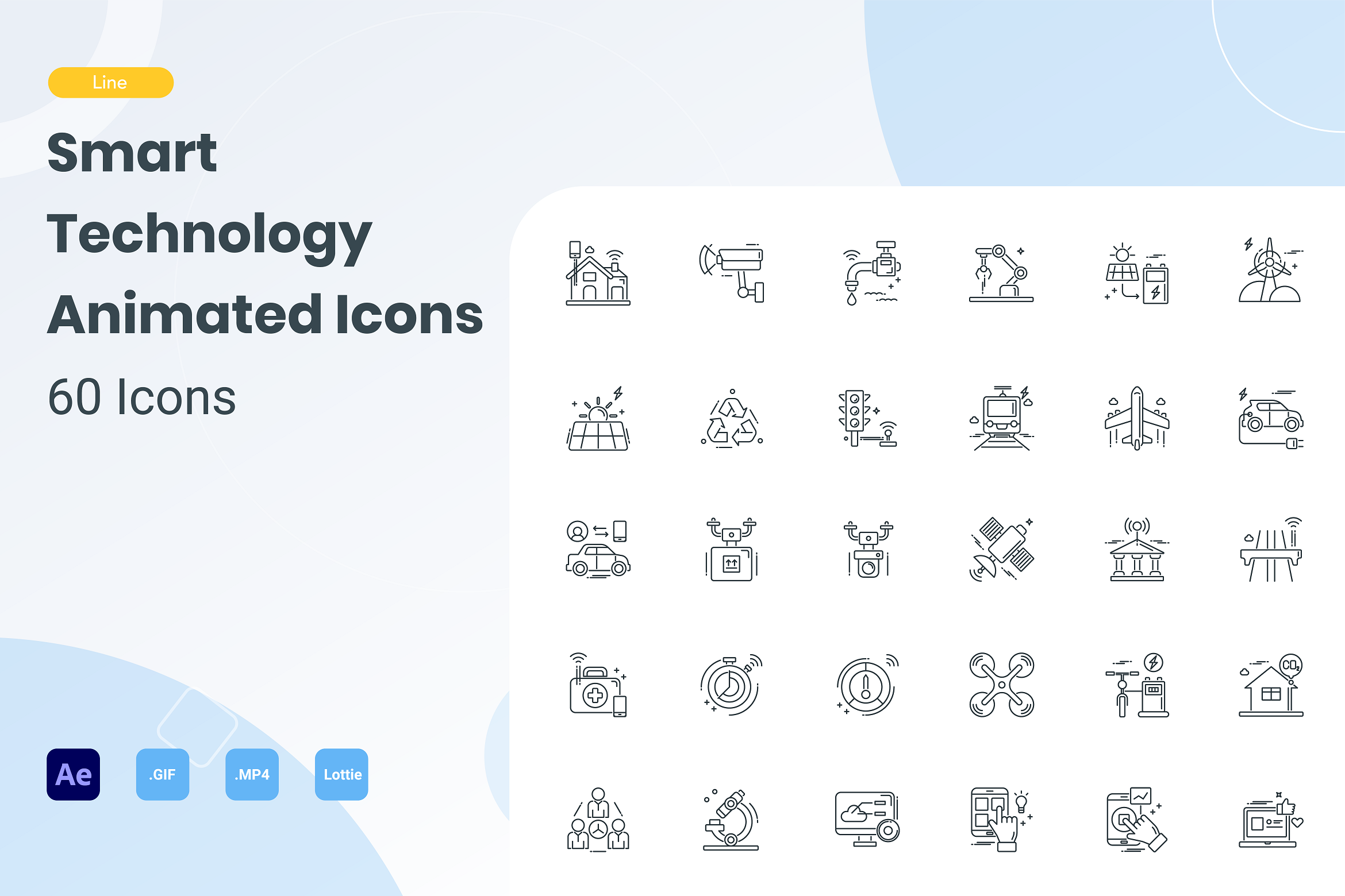 Animated Smart Technology Line Icons, an Icon by Flat Icons