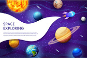 Space landscape, cartoon planets, an Education Illustration by Vector ...