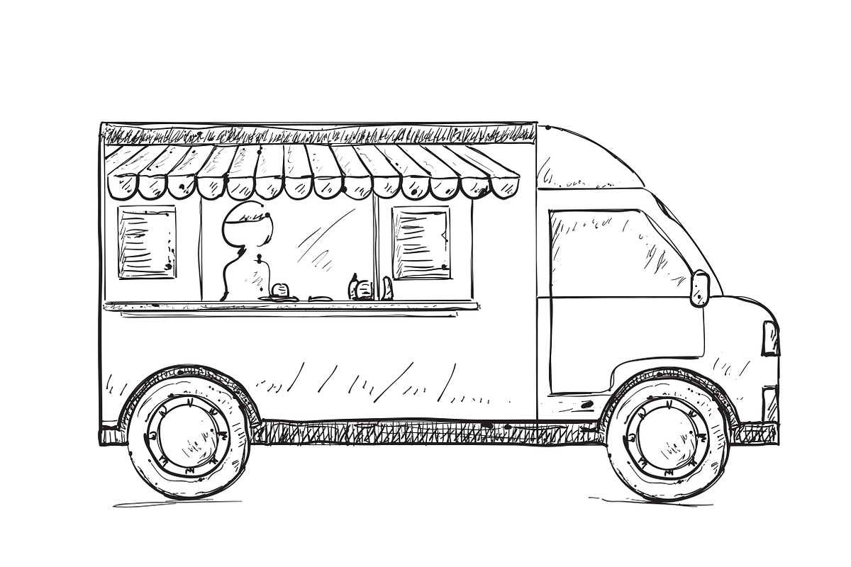 Food truck, a Food Illustration by Sketching