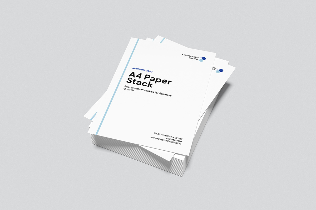 A4 Paper Stack Mockup, a Books & Magazine Mockup by swsi-studio