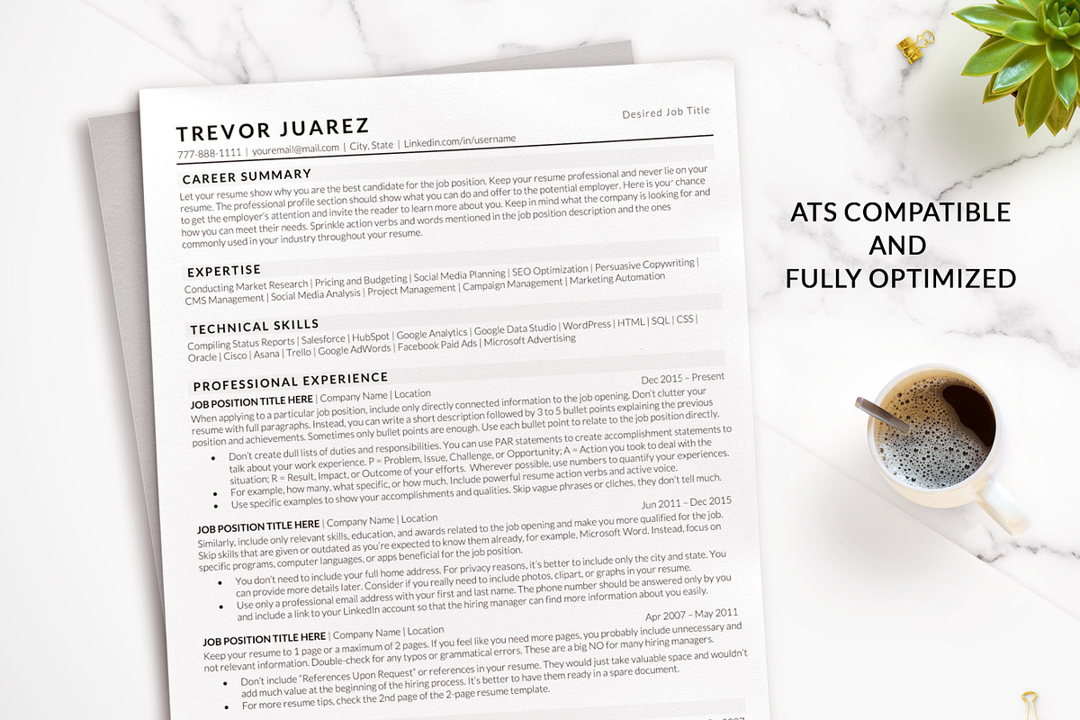 Classic ATS Resume Template Word/Mac