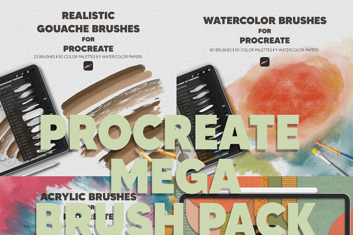 MEGA Procreate Brush Pack, a Brush Add-On by Mockup Art Atelier