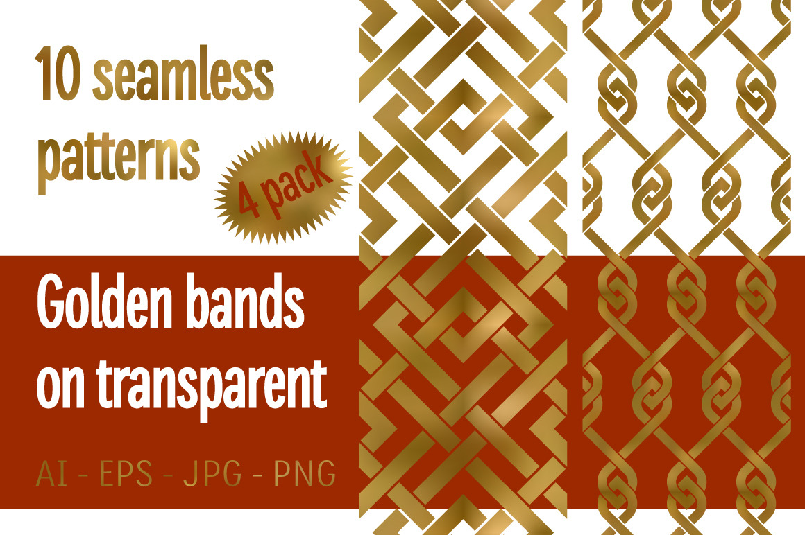 10 golden bands patterns Pack 4, a Pattern Graphic by Guten Tag Vector