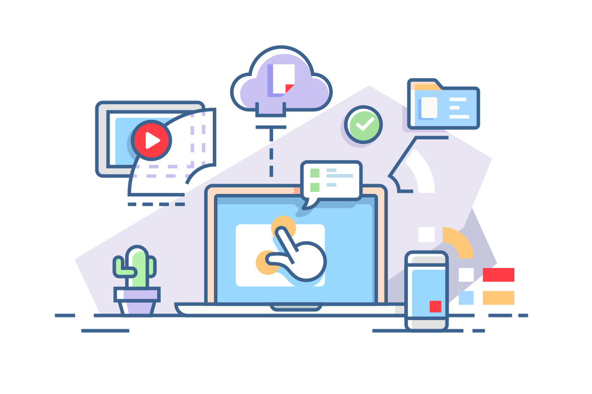 Interactive workflow process, a Technology Illustration by Kit8.net