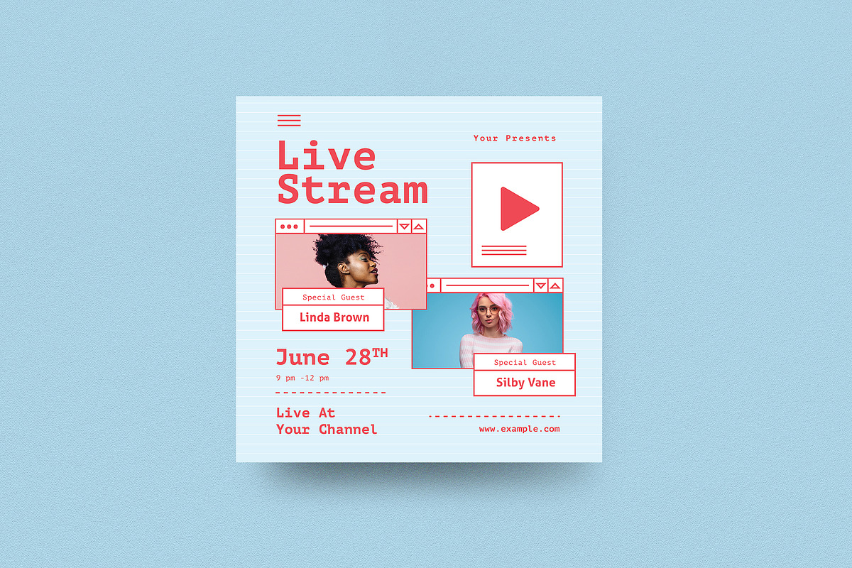 Live Stream Event Flyer Set, a Flyer Template by Guuver | Creative Market