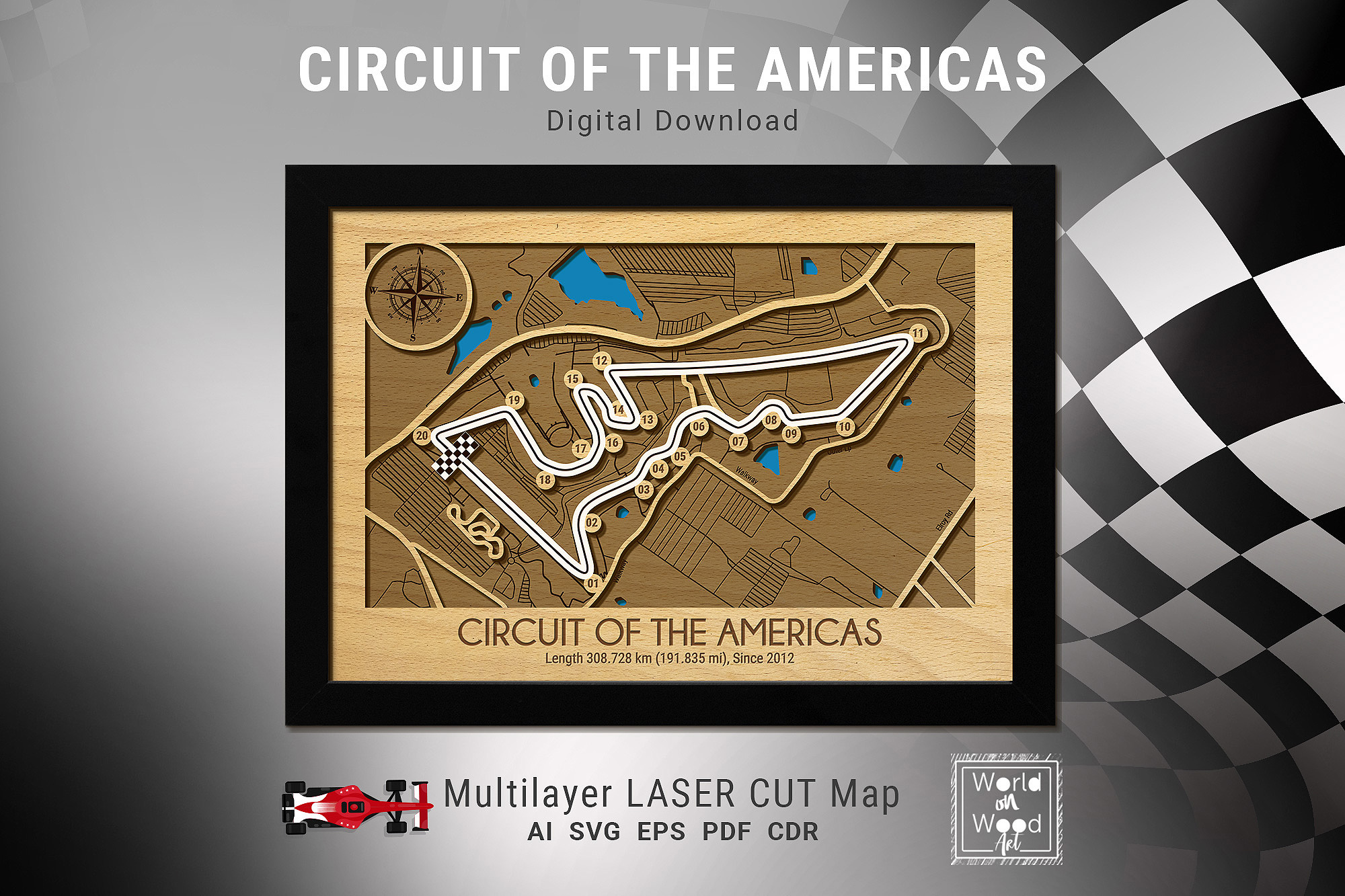 Austin Track Map SVG, Laser Cut File, an Object Graphic by DimShop