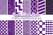 Purple Watercolor digital paper, a Pattern Graphic by Doodle Cloud Studio