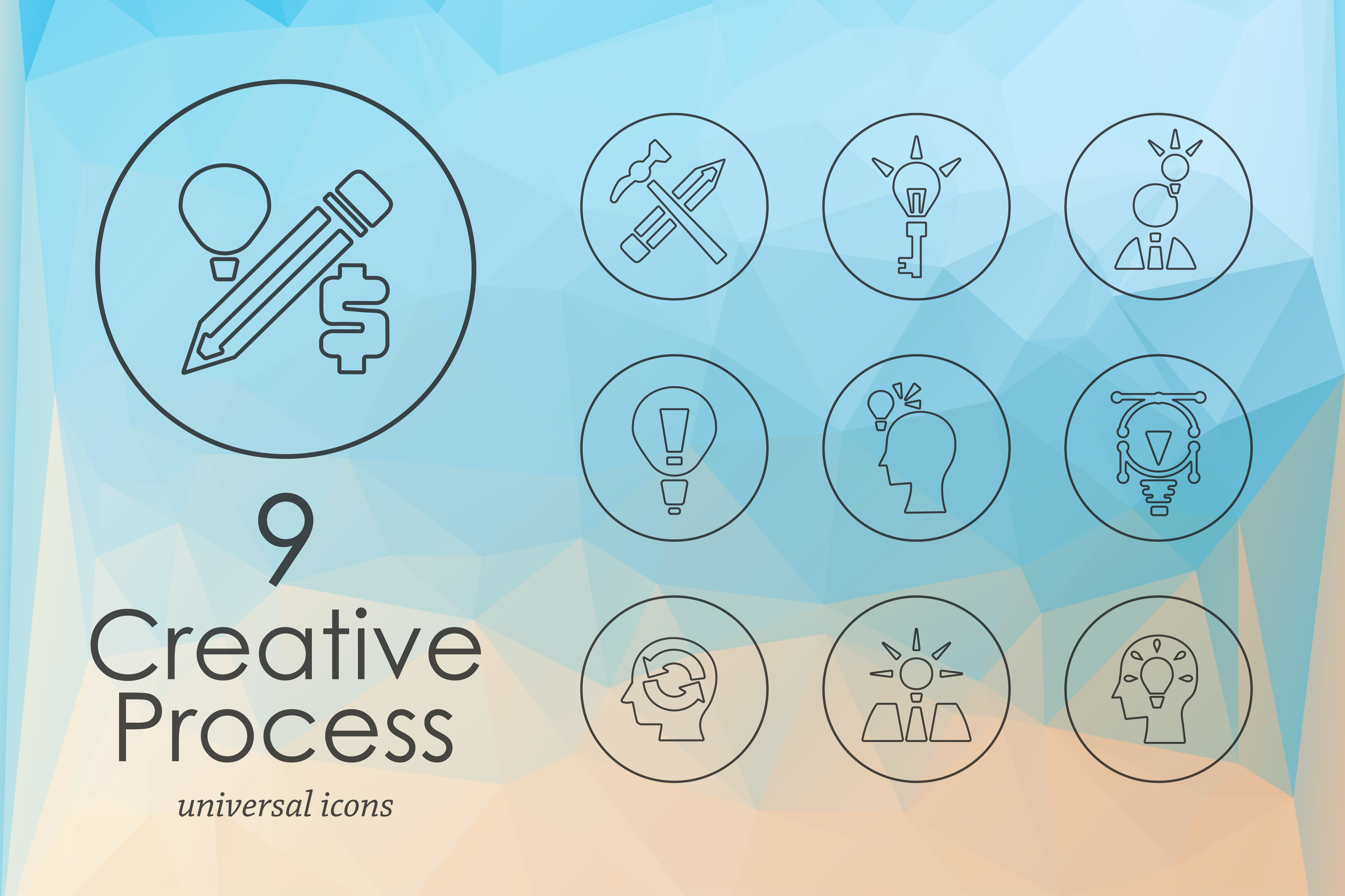 9 Creative Process line icons, an Icon by Palau
