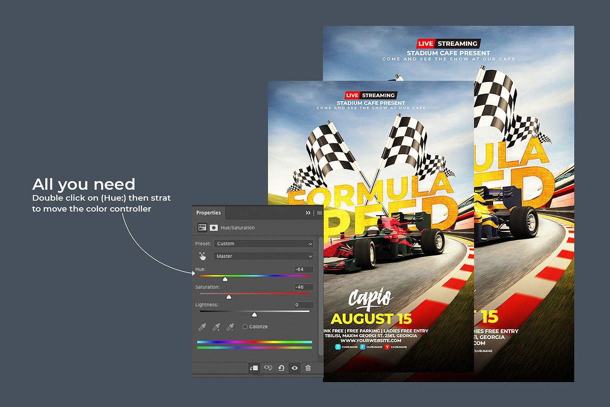 Formula Race Flyer template, a Flyer Template by bunebx