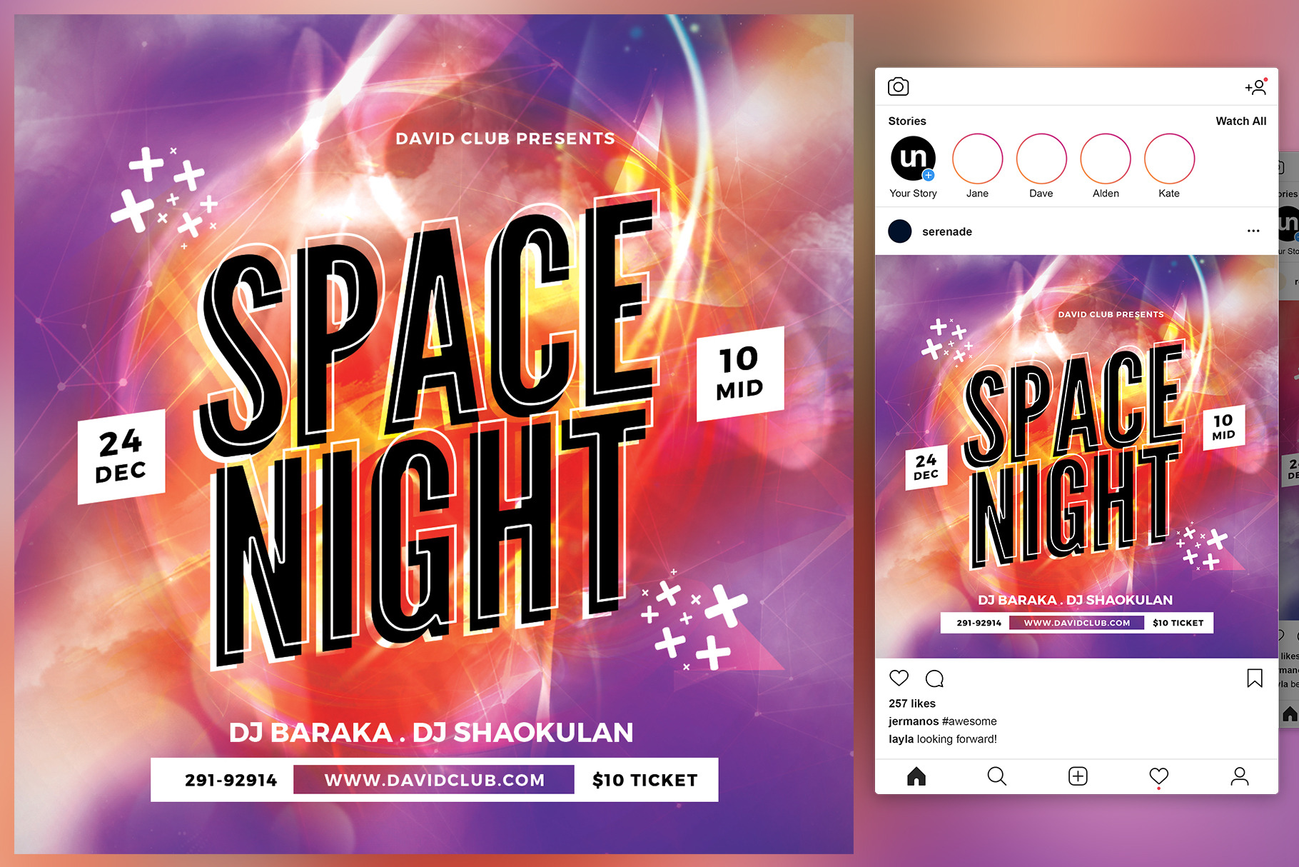 Space Night Flyer, a Flyer Template by KiraYamato Design Studio