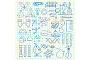 Vector sketched science or chemistry elements set | Background Graphics ...