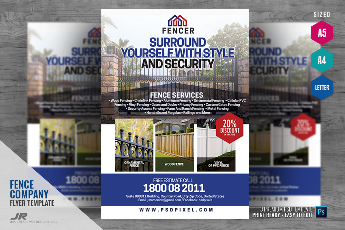 Fence, Gates and Railings Services, a Flyer Template by PSDPixel