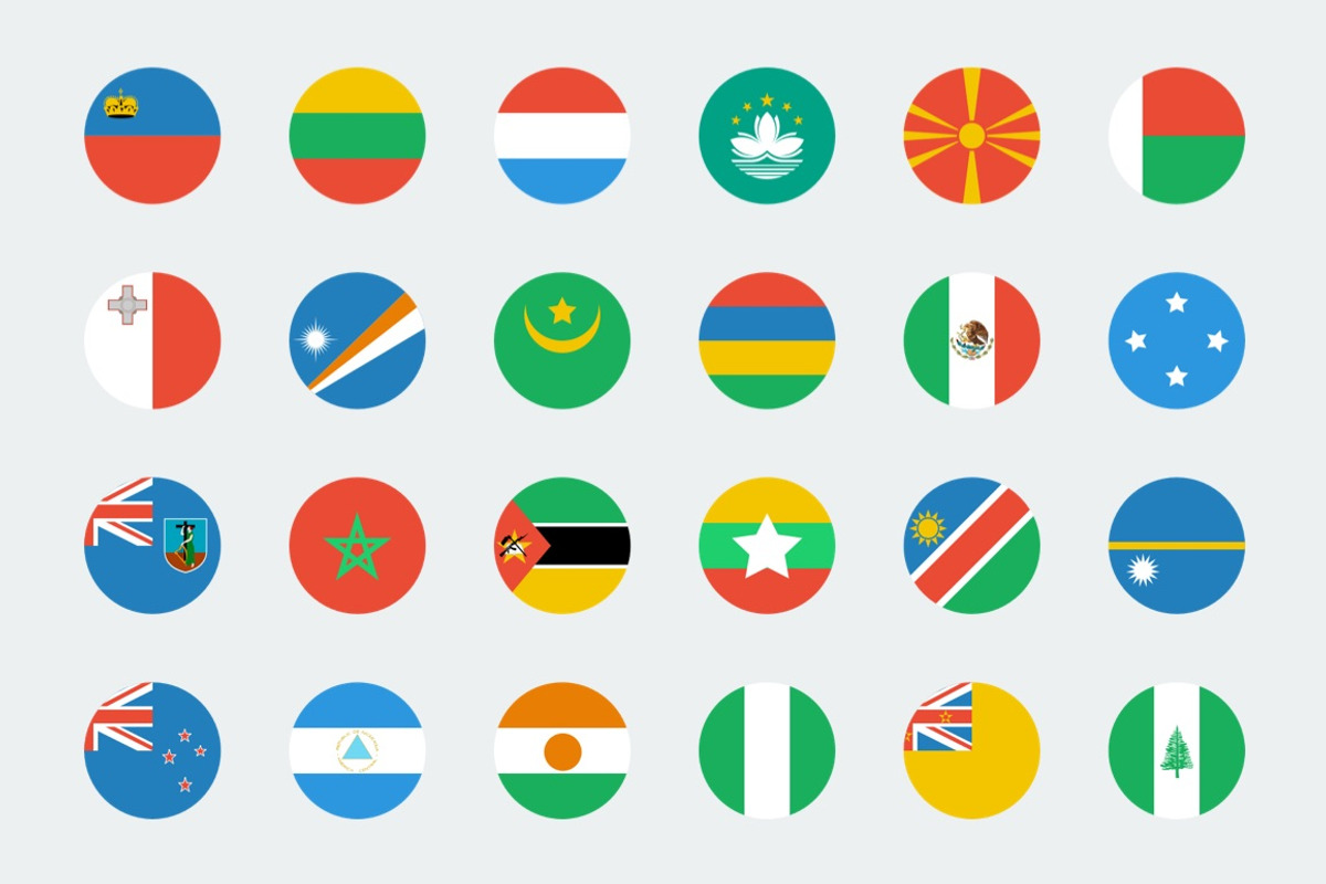 Flat circular world flag icons, an Icon by Xinh Studio