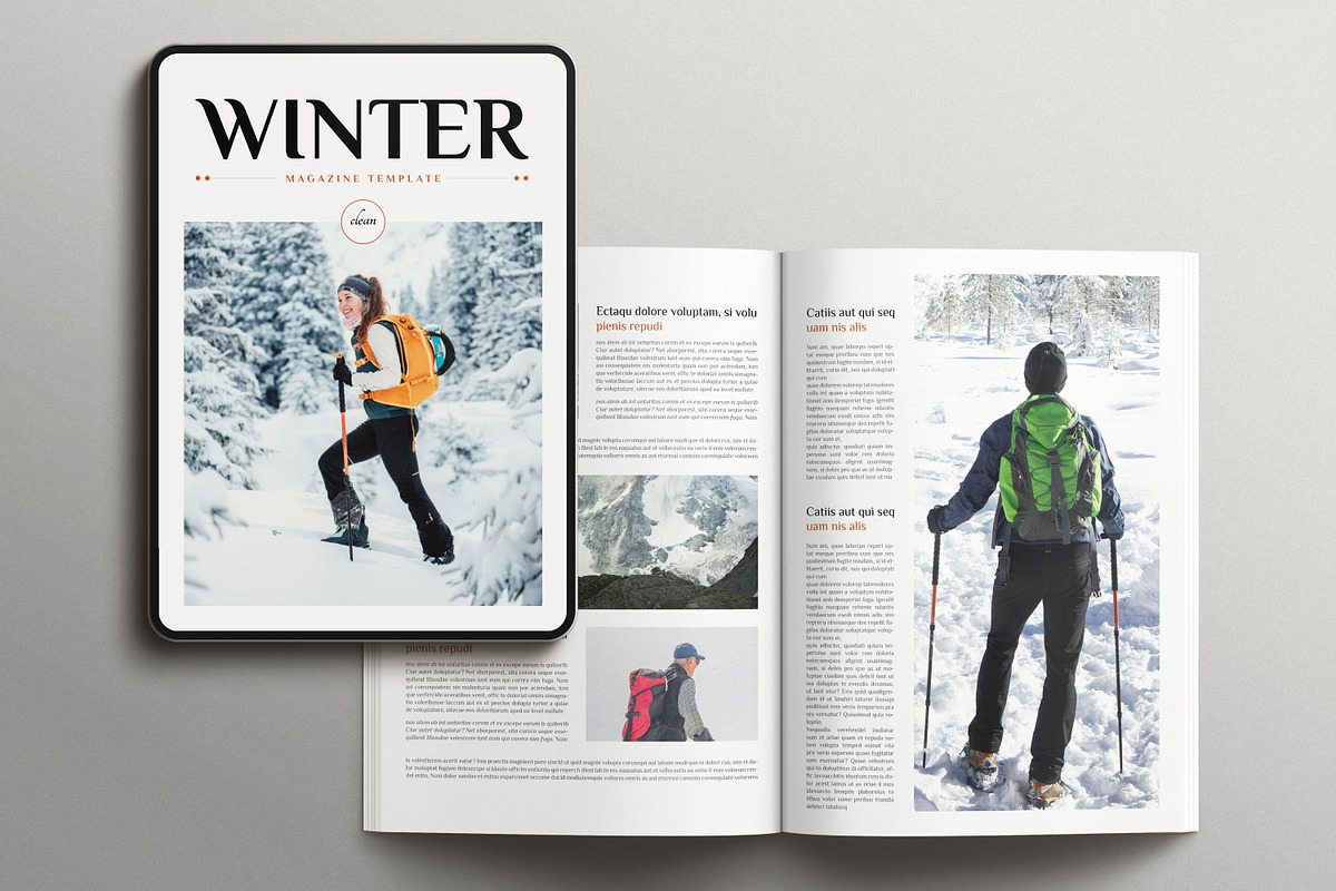Winter Magazine Template, a Magazine Template by PrintIdea